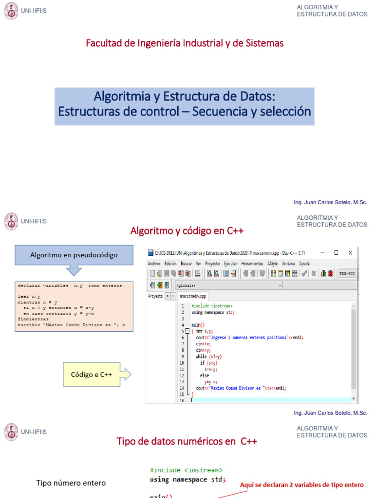 UNI-SI205U-02-Estructuras de Control - Secuencia y Selección | PDF | Algoritmos | C
