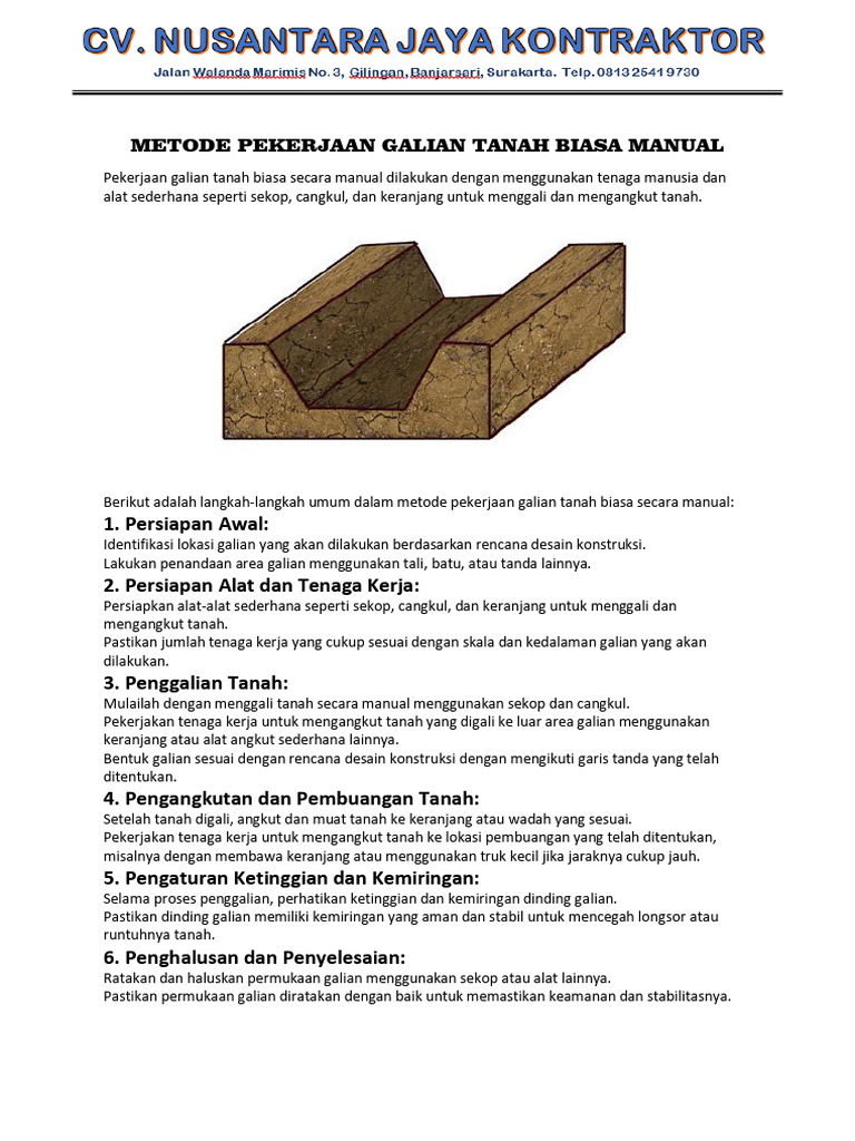 Metode Manual Galian Tanah Biasa | PDF