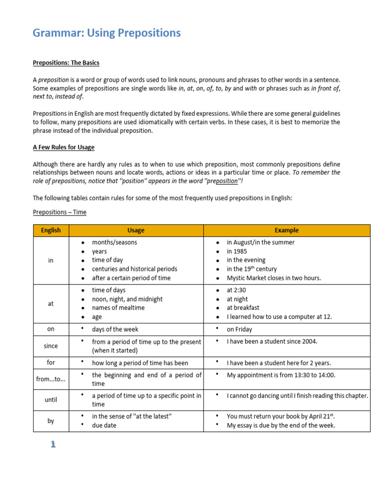 Prepositions Final | PDF | Preposition And Postposition | English Language