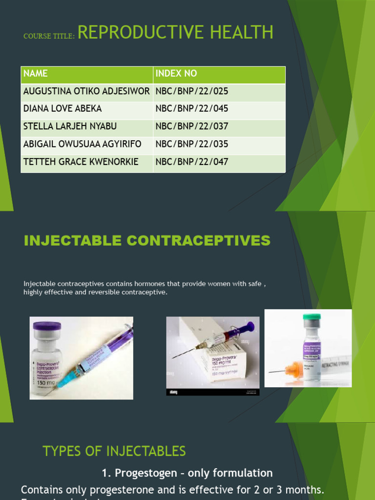 Injectable Contraceptives 1 | PDF | Menstrual Cycle | Menstruation