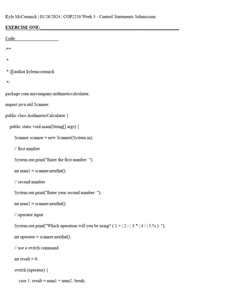 McCormickKyle COP2250 Week3Submission | PDF | Software Engineering | Computer Programming