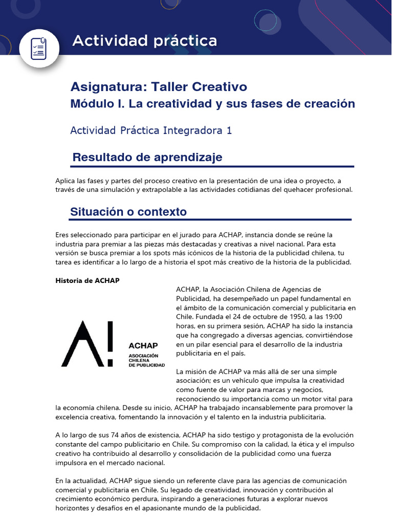 API 1 Taller Creativo | PDF | Publicidad | Creatividad API 1 Taller Creativo | PDF | Publicidad | Creatividad