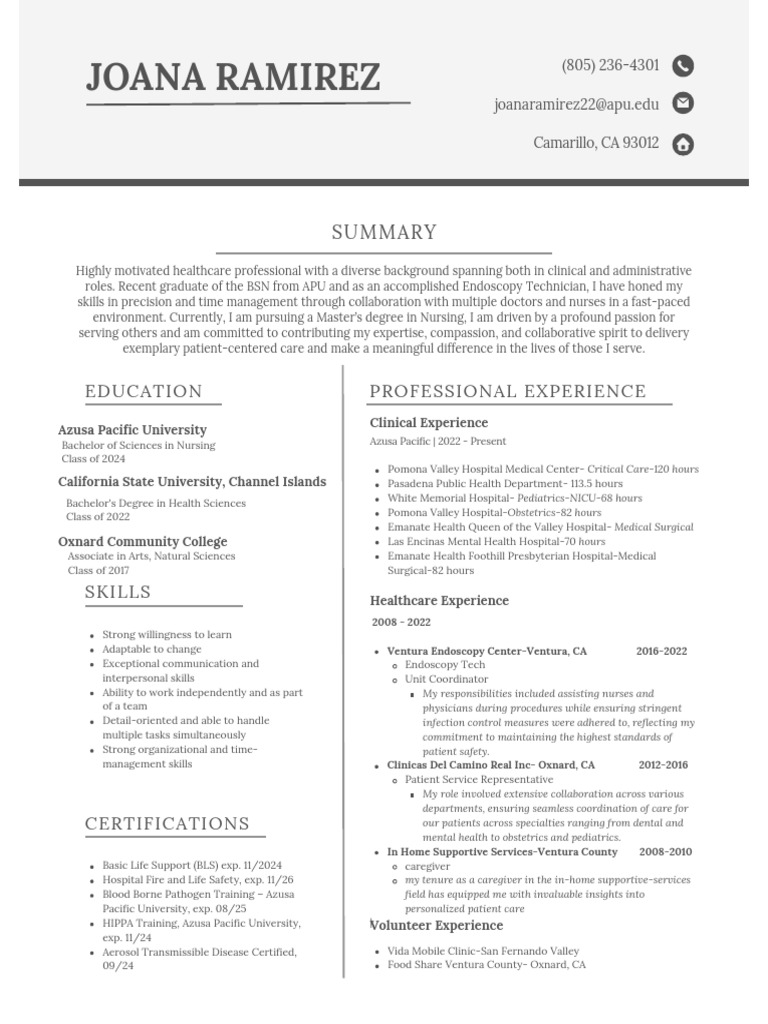 Resume Joana Ramirez 2024 1 | PDF | Nursing | Health Care