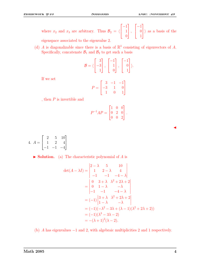 2085f17ps10a - Eigenvalues D | PDF | Eigenvalues And Eigenvectors | Linear Algebra