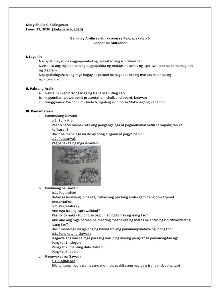 LESSON PLAN ESP6 Q4 | PDF