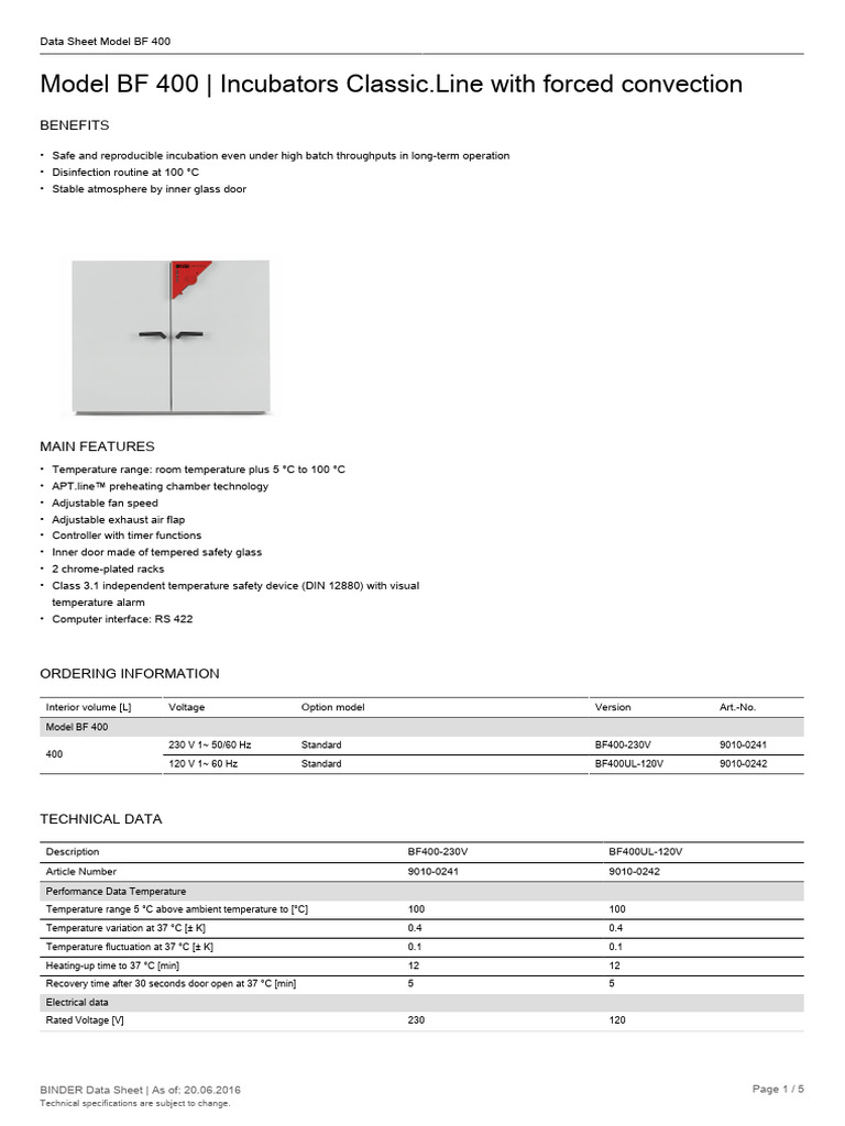 Data Sheet Model BF 400 en | PDF | Verification And Validation | Electrical Connector