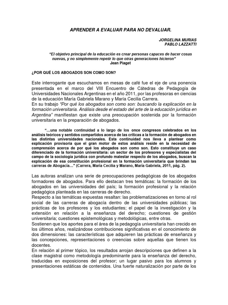 APRENDER A EVALUAR PARA NO DEVALUAR (Autoguardado) | PDF | Evaluación | Enseñando