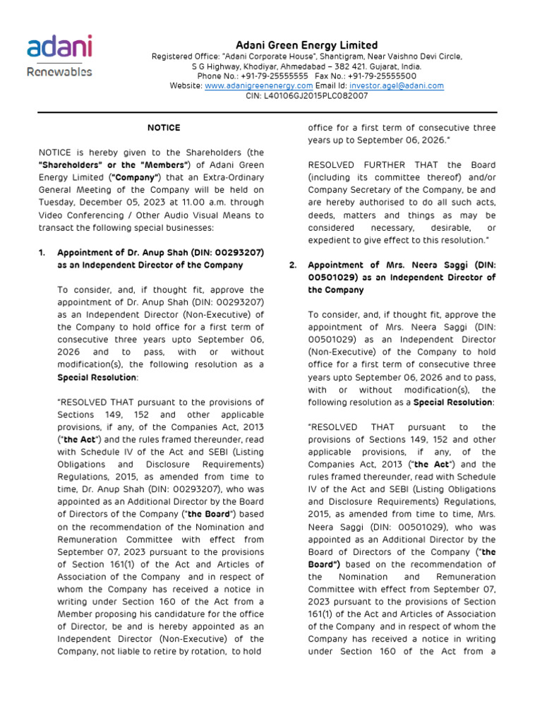 Notice of EGM | PDF | Password | Electronic Voting