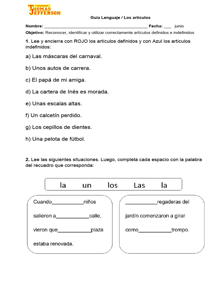 Uso de Artículos: Guía Práctica | PDF | Artes del Lenguaje y ...