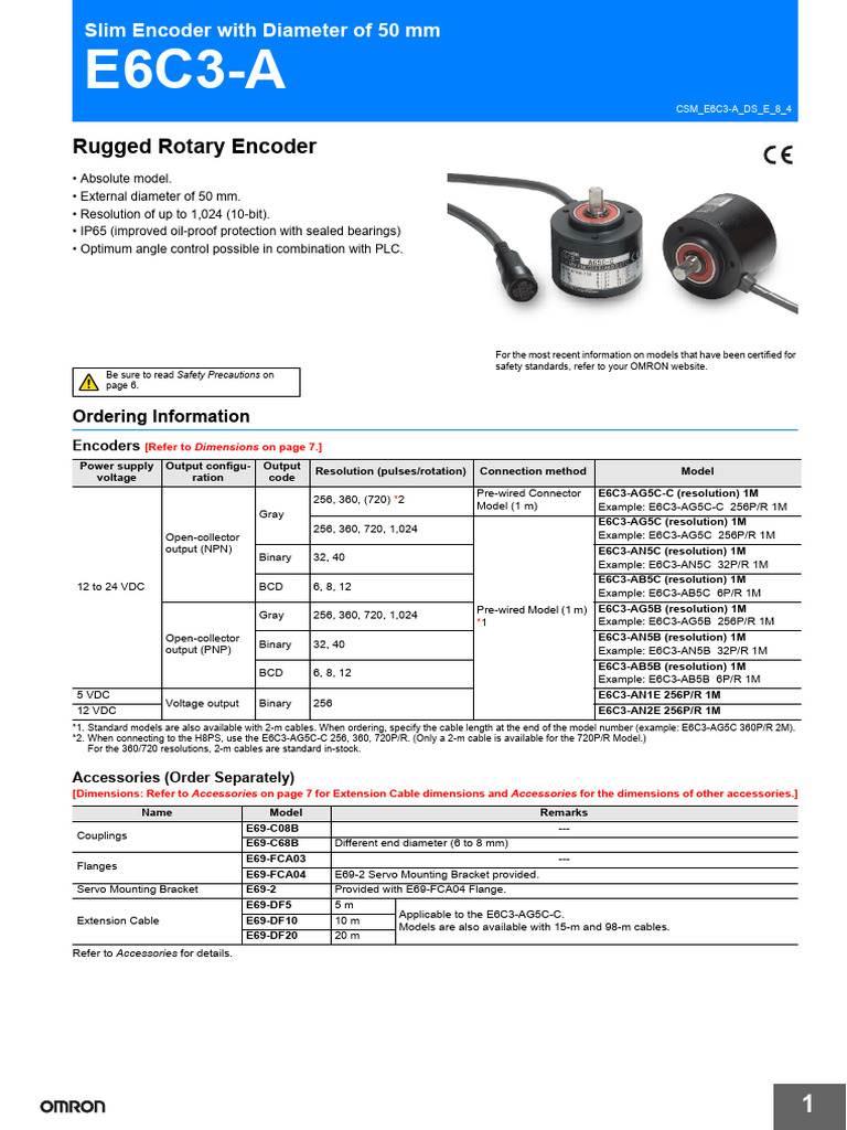 e6c3-a_slim_encoder_with_diameter_of_50_mm_datasheet_en | PDF | Electrical Engineering ...