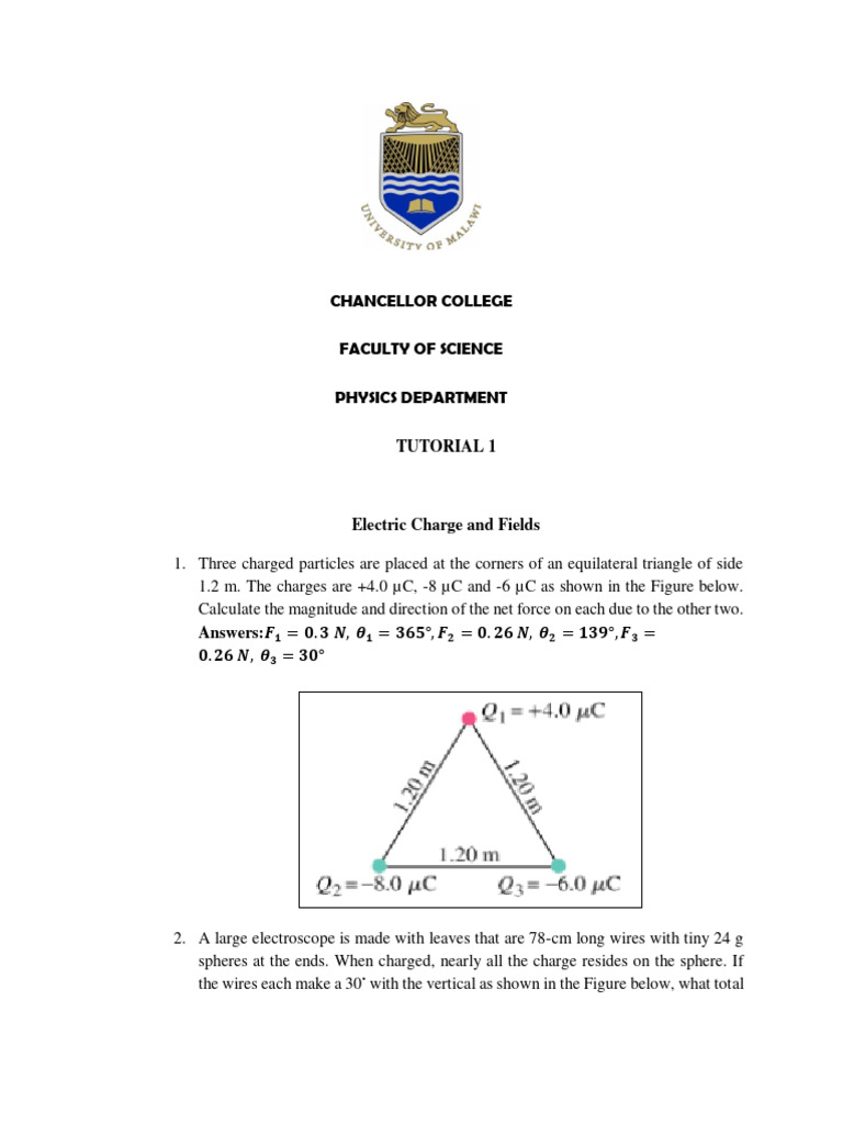 PHY 221- Tutorial 1 | PDF | Capacitance | Capacitor