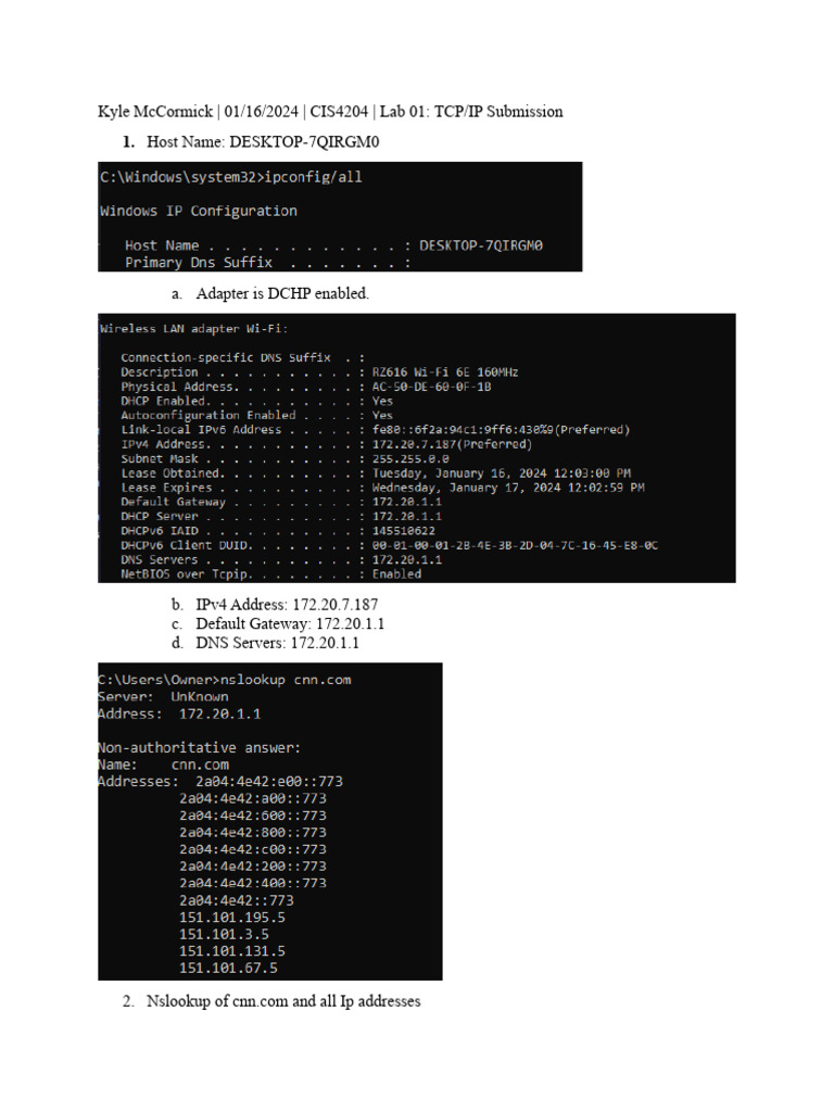 McCormickKyle CIS4204 LAB01 | PDF