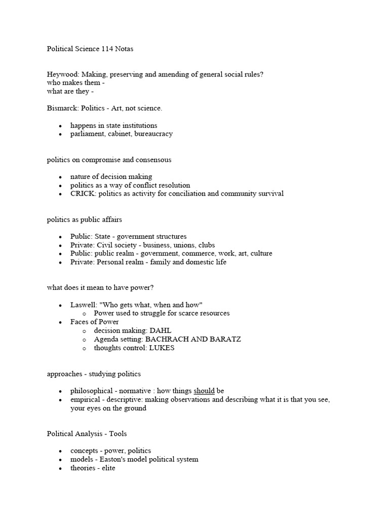 Political Science 114 Notas | PDF | Democracy | Political Ideologies