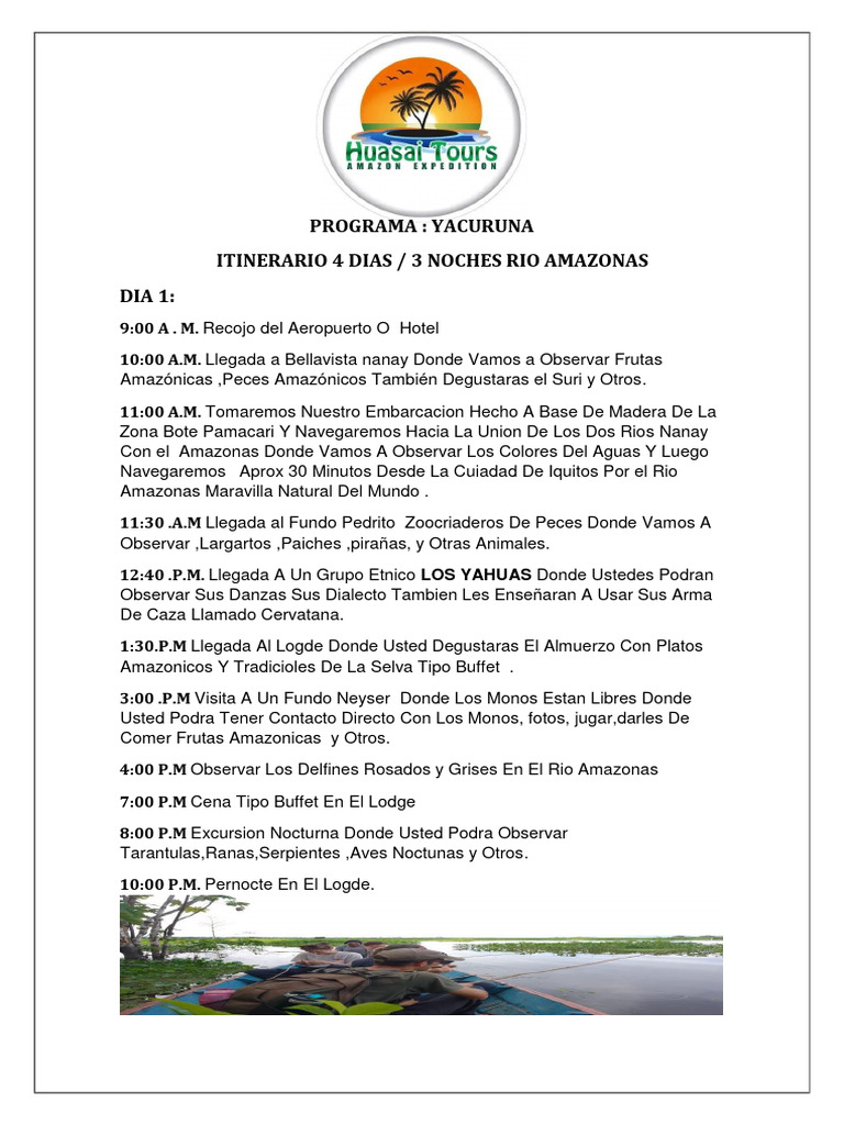 Programa Huasai 4 Dias | PDF | Cena