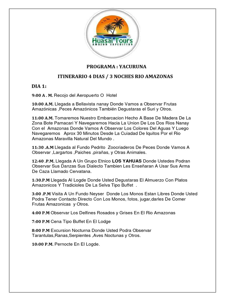 Tours Huasai 4 Dias | PDF