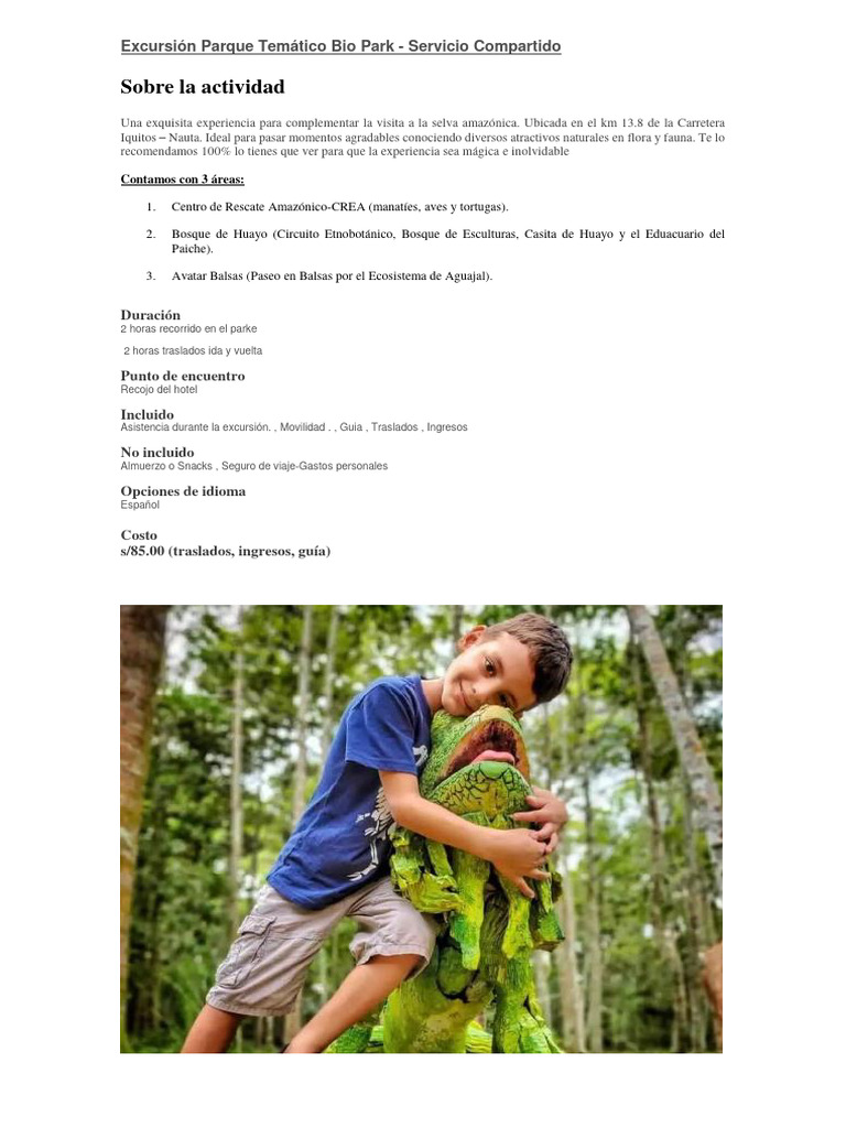 Excursión Parque Temático Bio Park | PDF