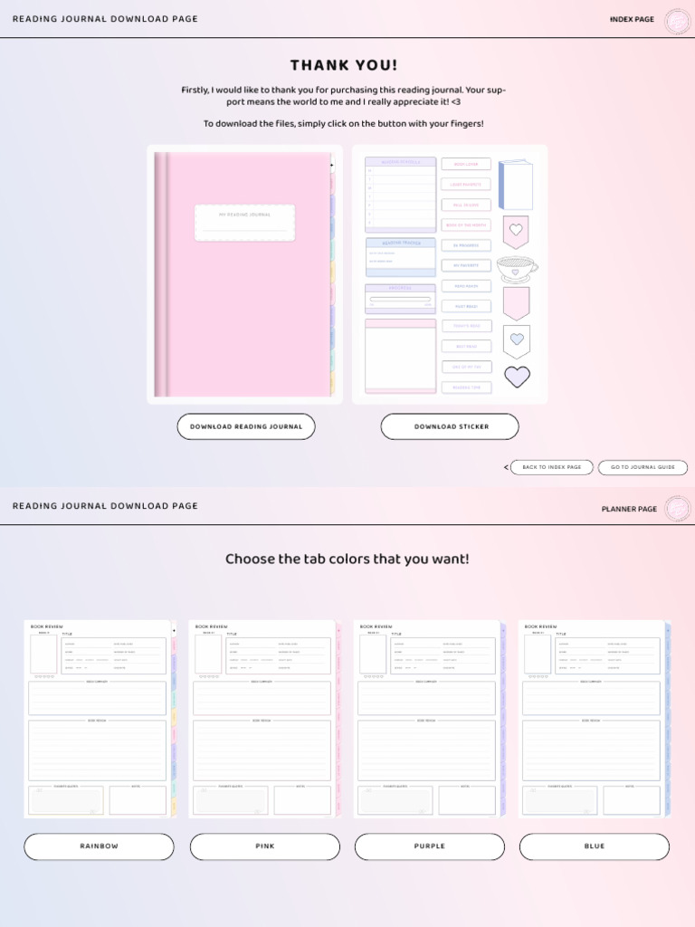 KiwiBerryCo ReadingJournalPage Pastel | PDF