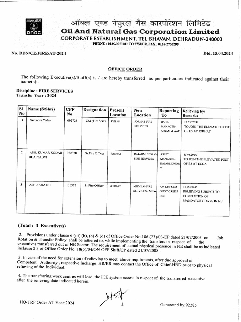 Trans - Odr - Security and Fire Discipline | PDF