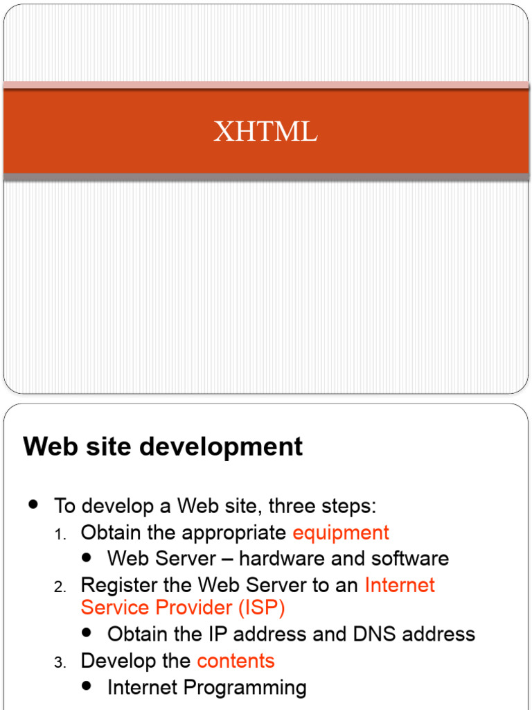 Unit 1.2.1 XHTML | PDF | World Wide Web | Internet & Web