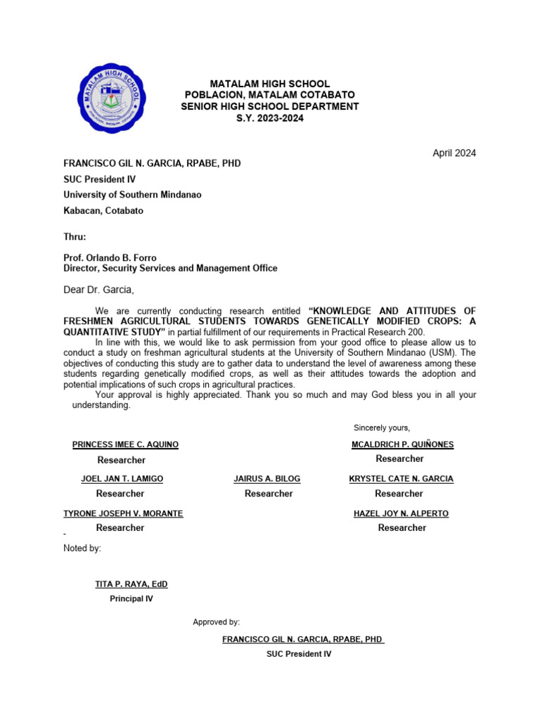 Letter For USM | PDF