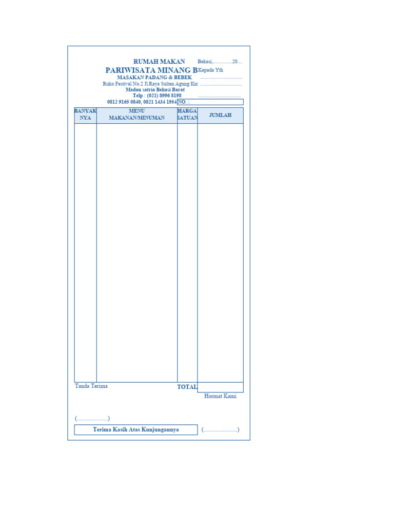 Nota Kosong Nasi Padang 5- 2024 | PDF
