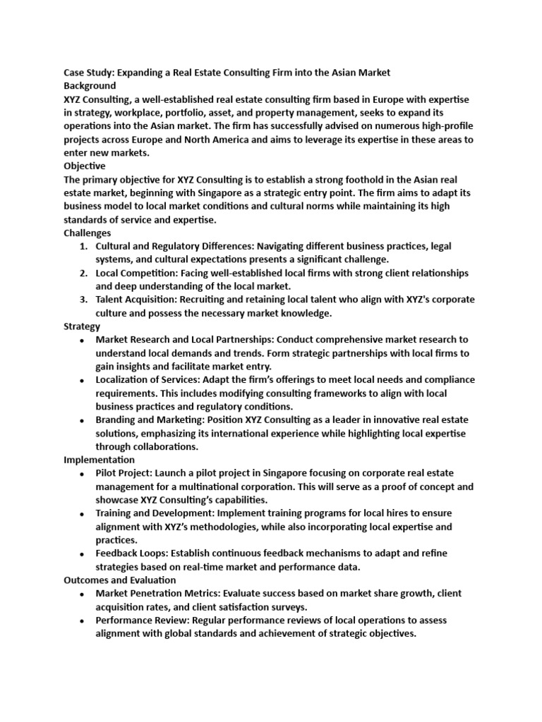 Case Study - International Real Estate Consulting | PDF | Strategic Management | Consultant