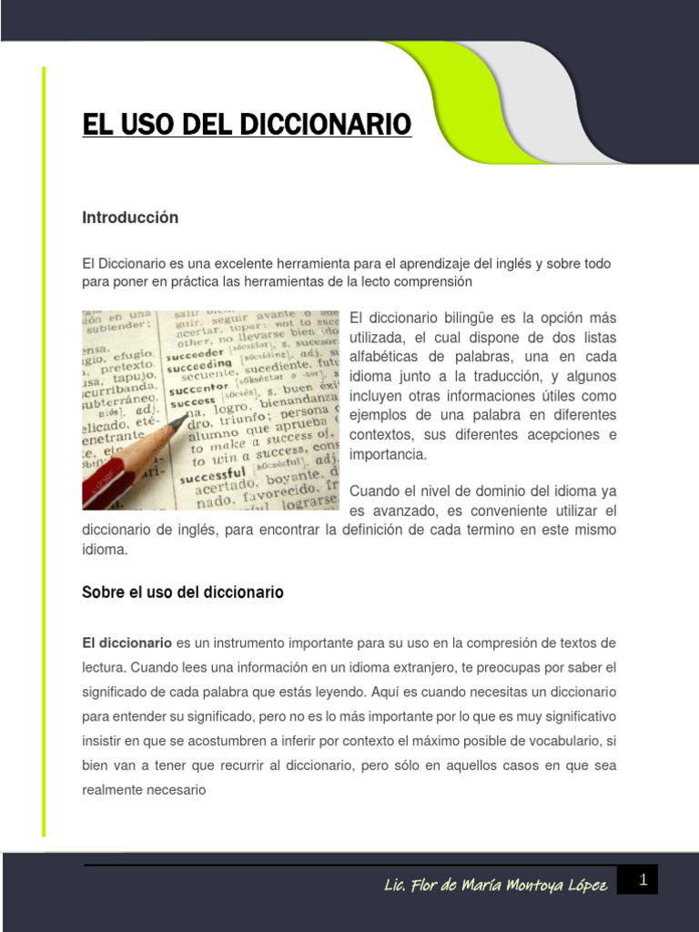 El Uso Del Diccionario | PDF | Palabra | Diccionario
