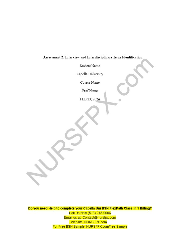 Nurs Fpx 4010 Assessment 2 Interview and Interdisciplinary Issue Identification | PDF | Health ...