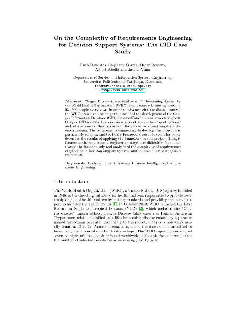 On the Complexity of Requirements Engineering for Decision Support ...