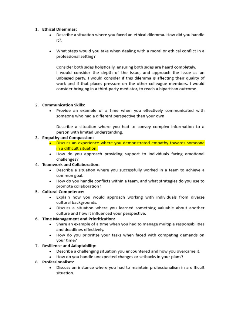 Example Qs | PDF | Empathy | Psychological Resilience