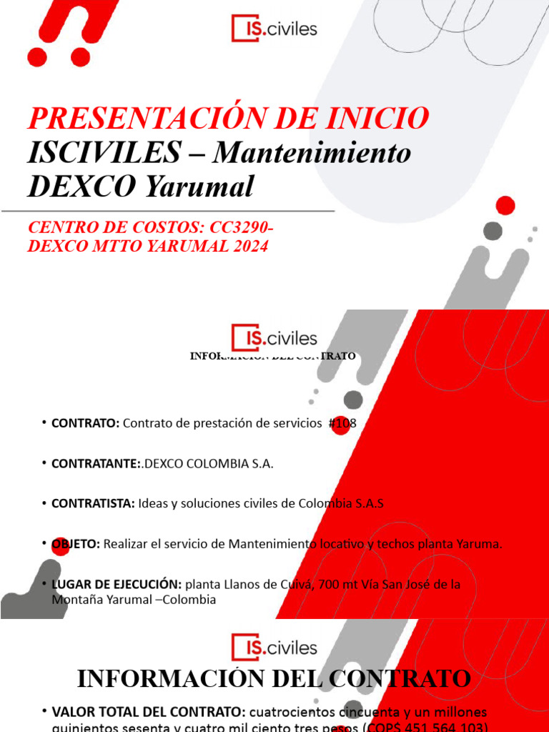Presentación Inicio Mtto Dexco Yarumal 2024 Isciviles | PDF