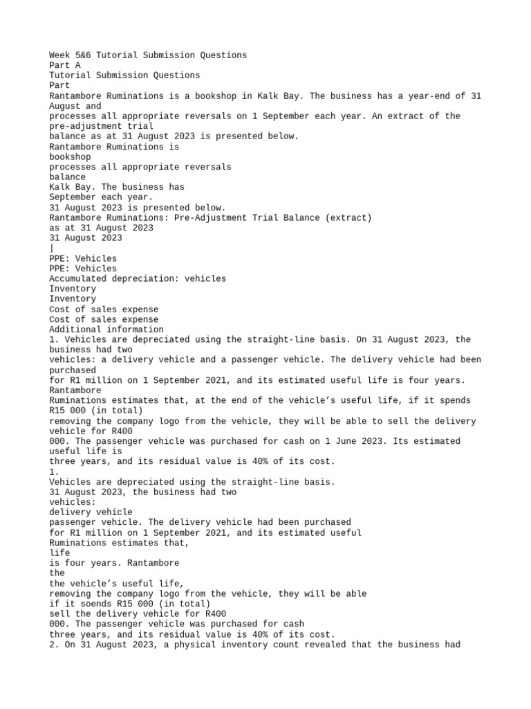 W5and6 Tutorial Submission Pdf Depreciation Financial Economics 