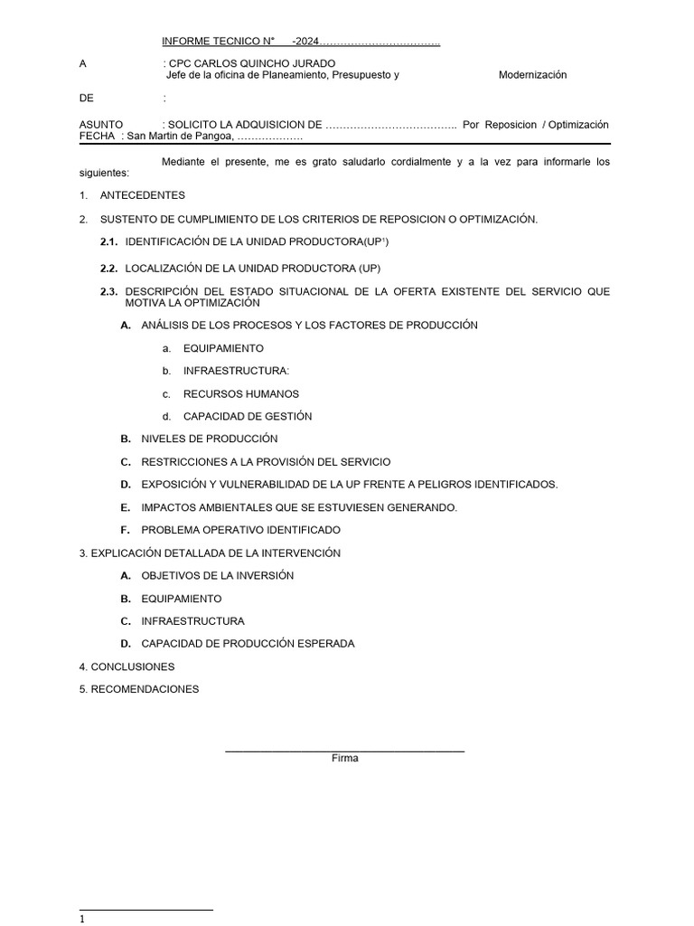 Estructura de Informe de Sustento de Ioarr | PDF