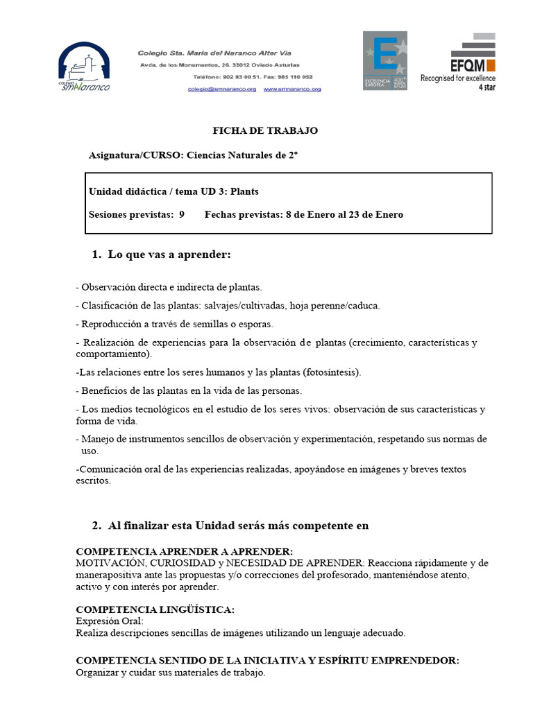 Fich Trab U343 | PDF | Observación | Plantas