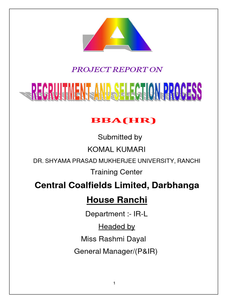 Project On Rectt AND SELECTION KOMAL KUMARI | PDF | Recruitment | Coal