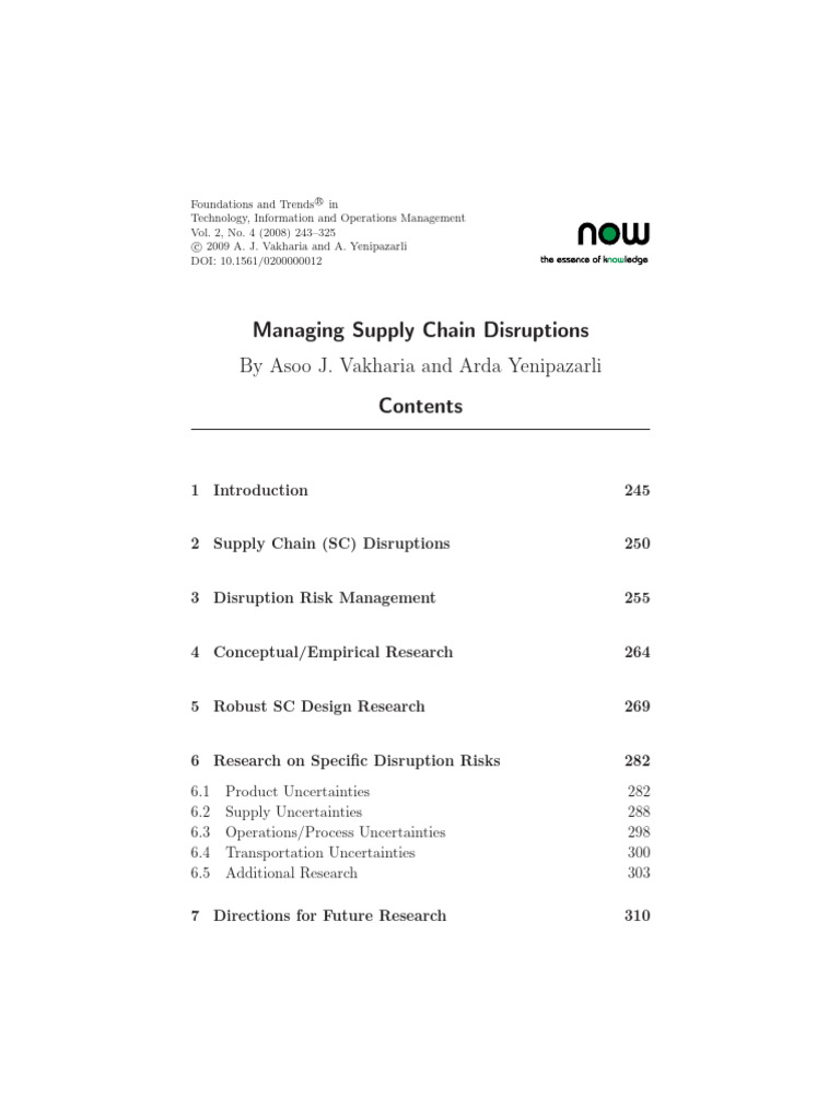 Managing Supply Chain Disruptions | PDF | Risk | Risk Management