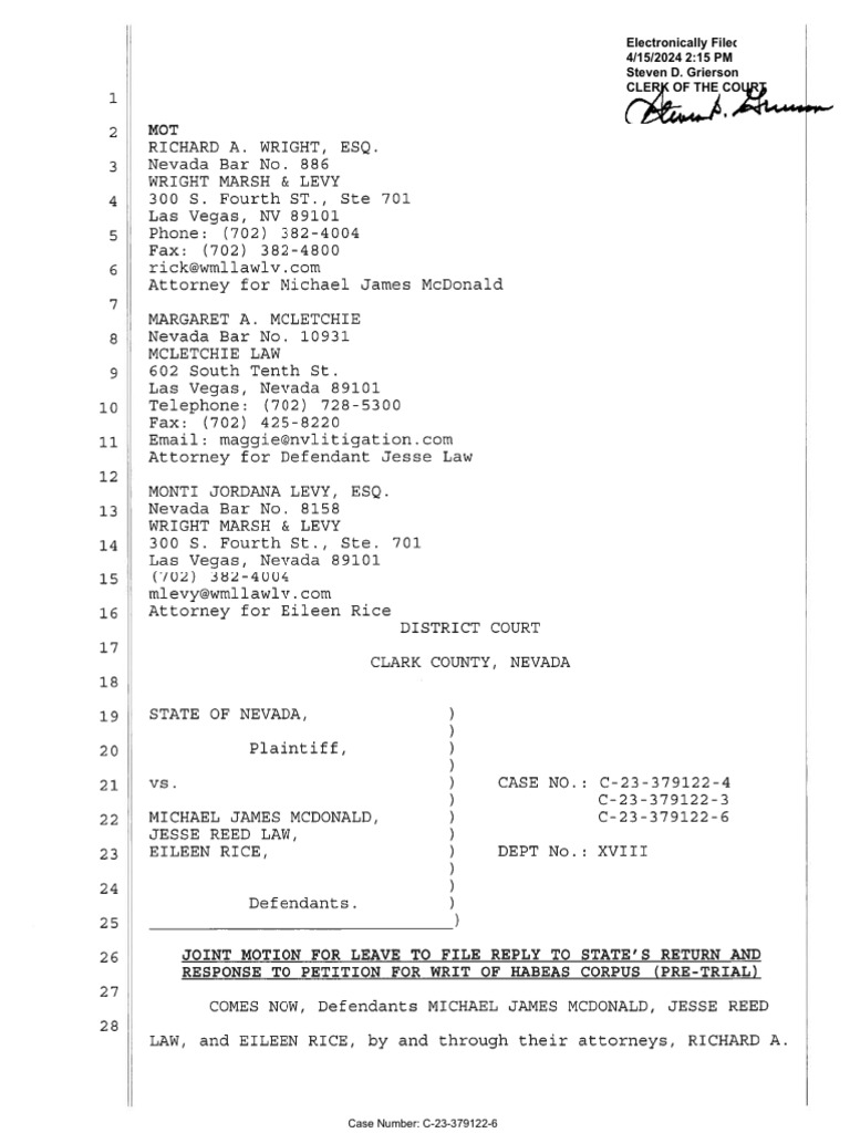 Joint Motion for Habeas Corpus Reply | PDF | Grand Jury | Lawsuit