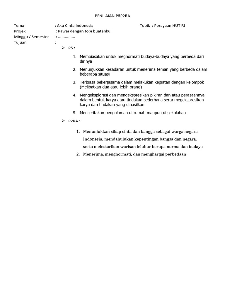 Penilaian P5p2ra | PDF