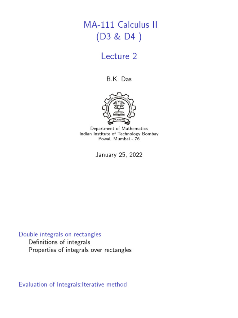 MA111 Lec2 D3D 4 | PDF | Integral | Area