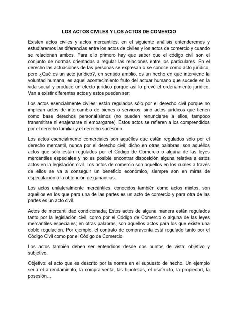 Analisis de Los Actos Civiles y Comerciales | PDF | Ley común | Justicia