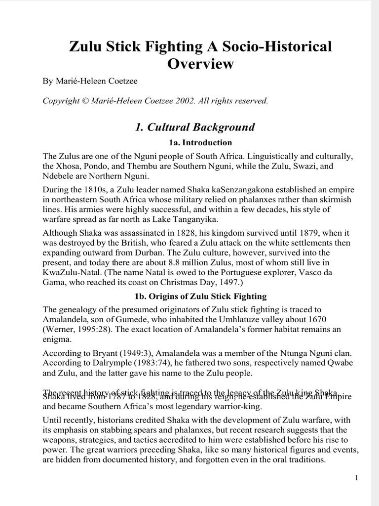 Zulu Stick Fighting | PDF