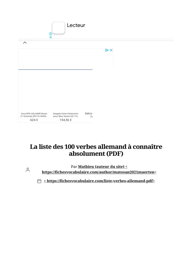 100 verbes allemands essentiels PDF | PDF