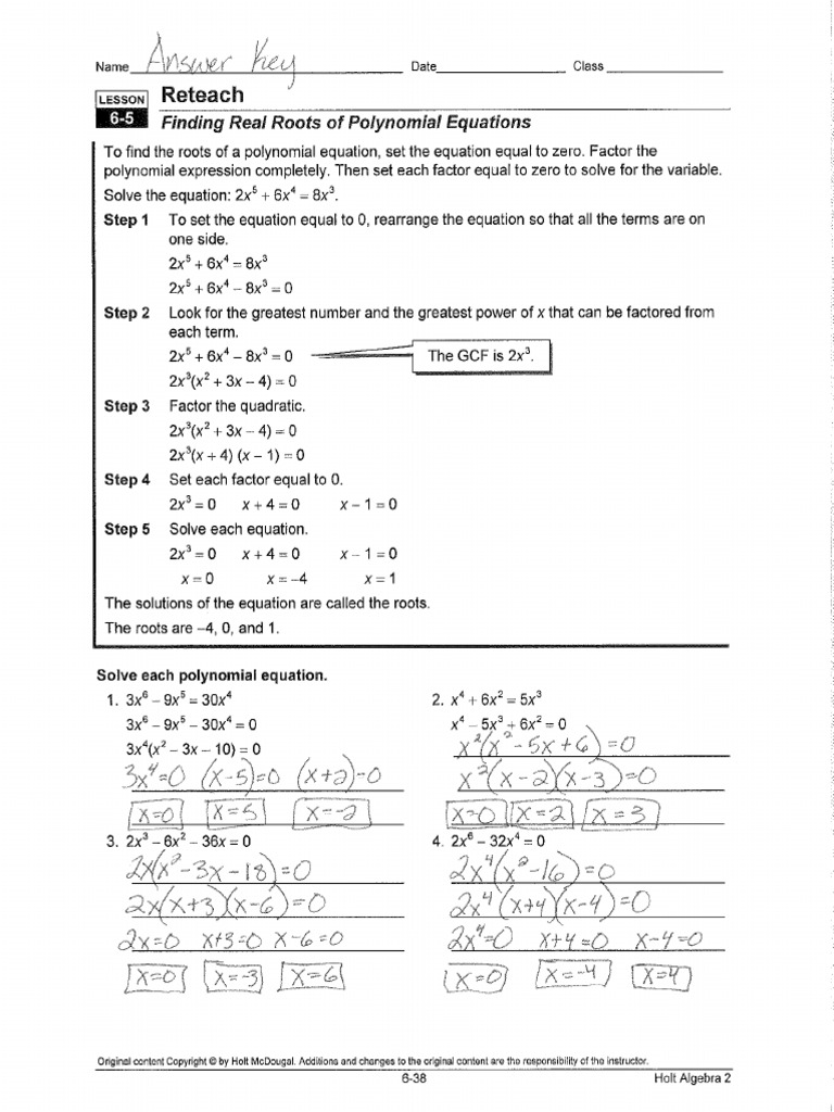 6-5 Finding Real Roots of Polynomial Equations | PDF