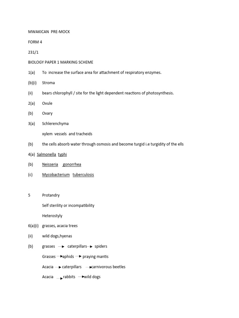 Atika School Form 4 Biology Pre-Mock | PDF | Leaf | Stoma