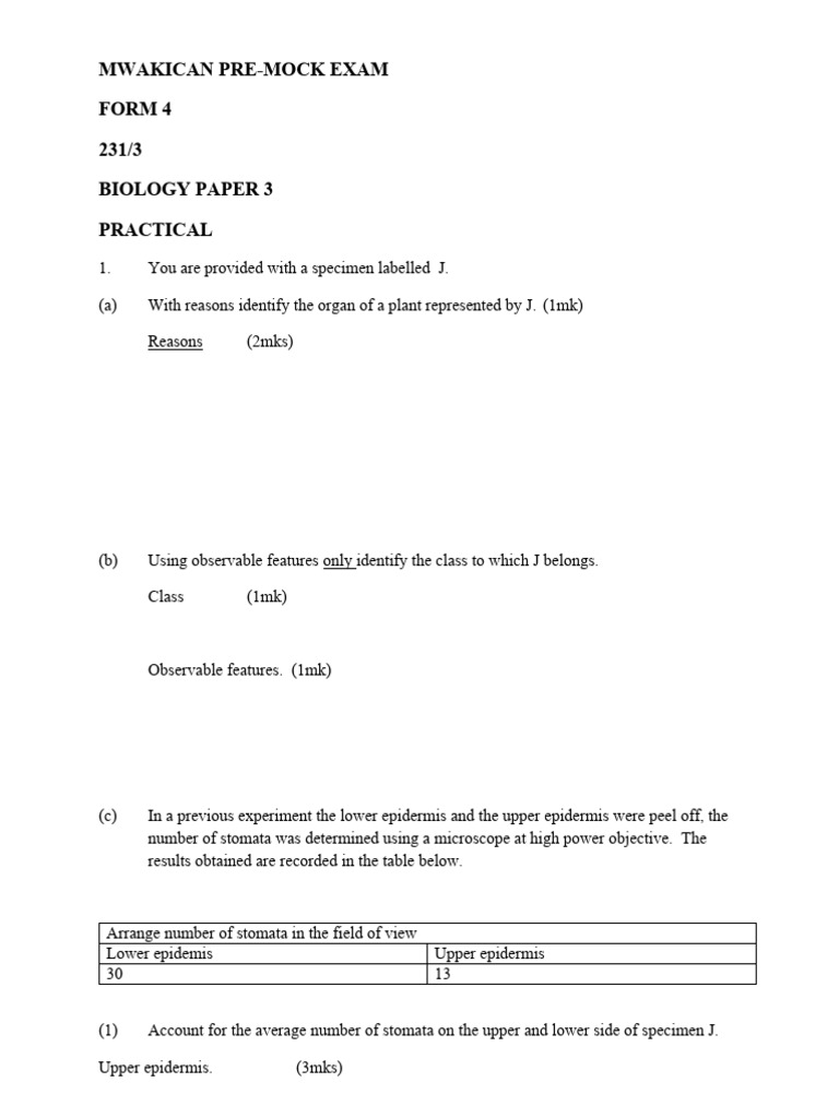 Cs2 782021 Atika School 5172016 Bio Practical Form4 | PDF | Botany ...