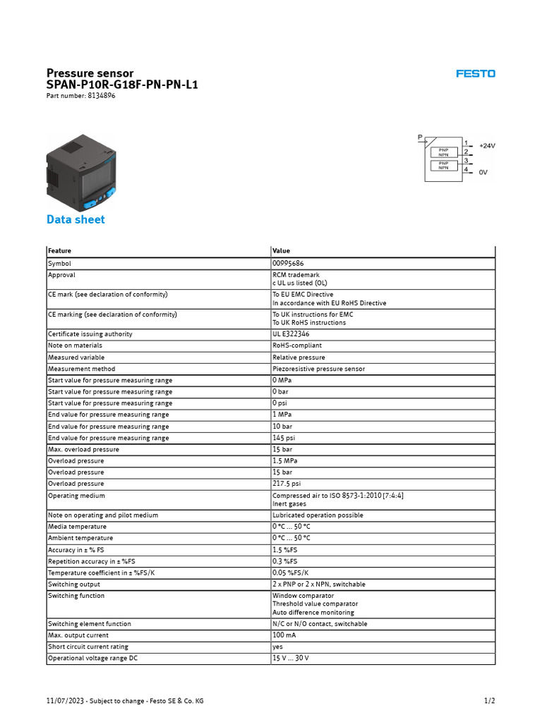 Pressure Sensor | PDF | Electrical Connector | Pascal (Unit)