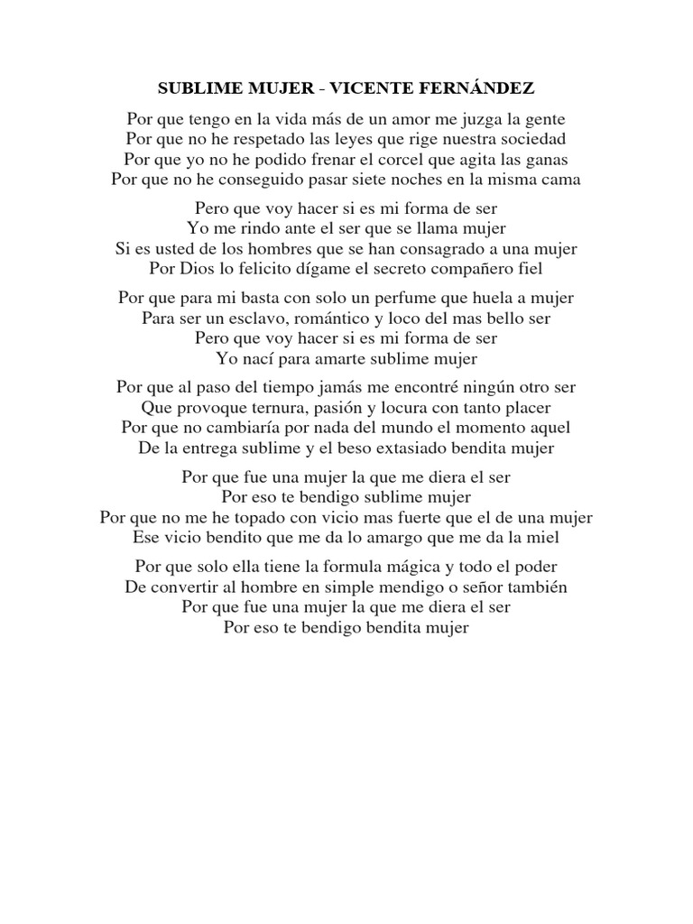 Sublime Mujer Letra Pdf
