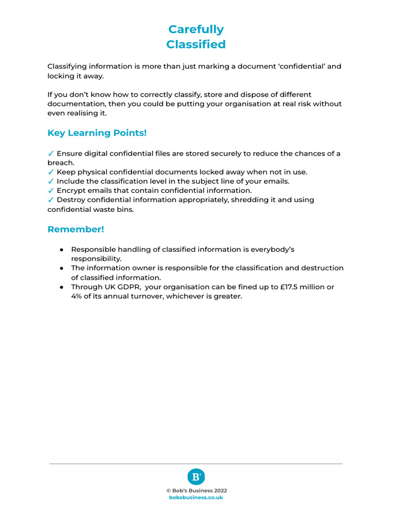 Best Practices for Classifying Information | PDF