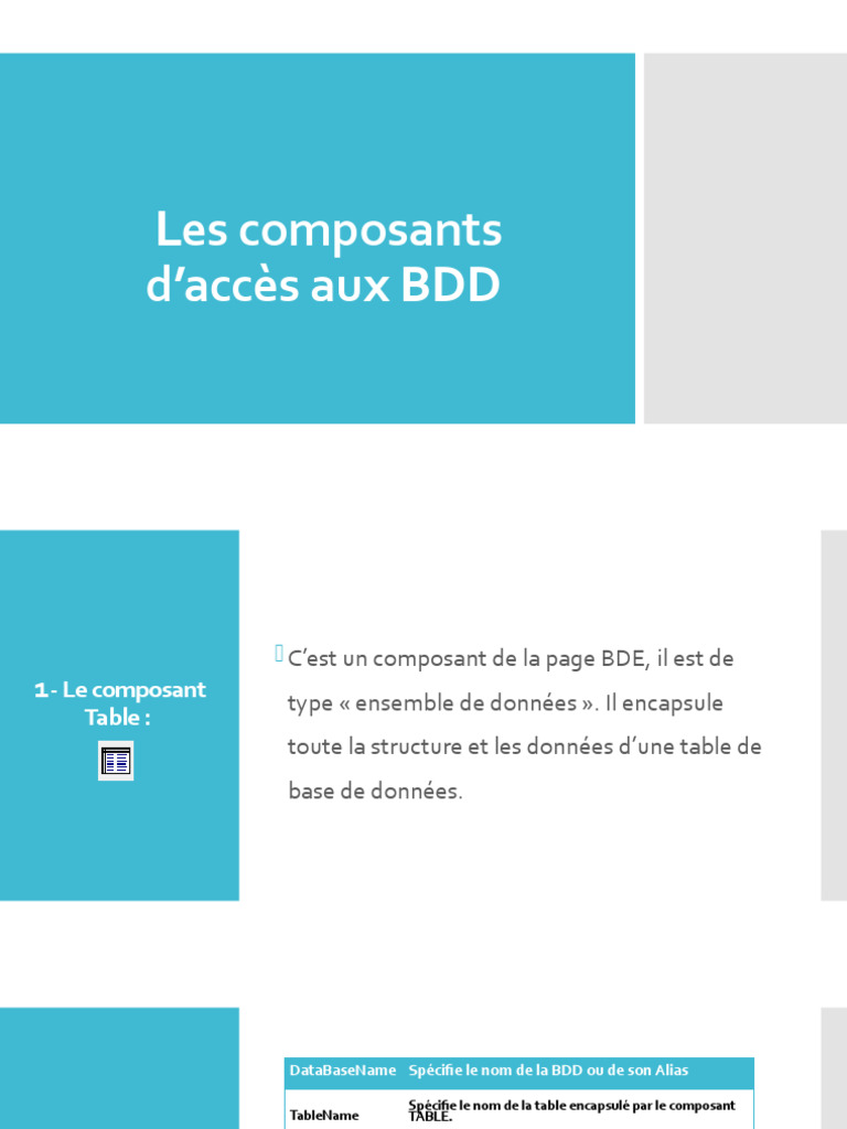 Les composants d’accès aux BDD | PDF | SQL | Bases de données