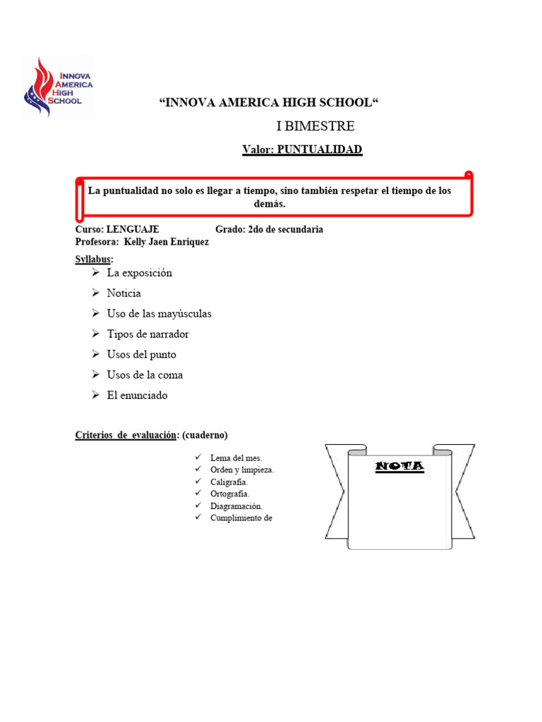 Syllabus 2DO-LENGUAJE | PDF